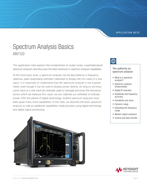 Spectrum Analysis Basics (AN150) PDF Asset Page | Keysight